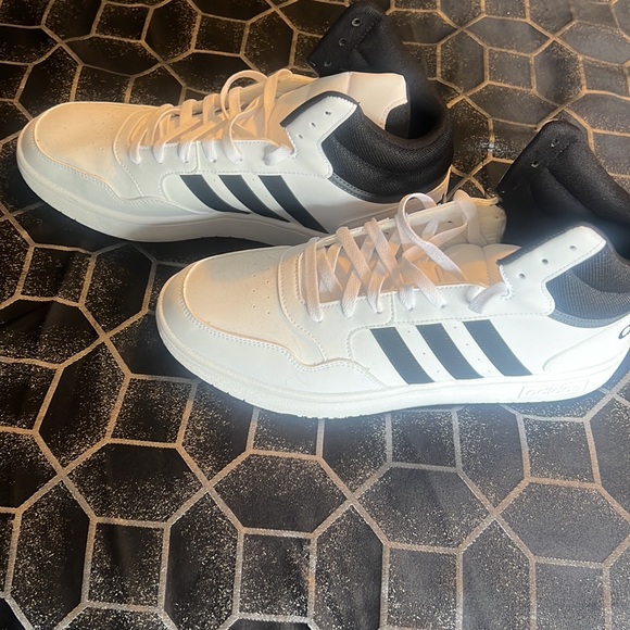 adidas | Shoes | Adidas Original High Tops All White With Black Trim ...